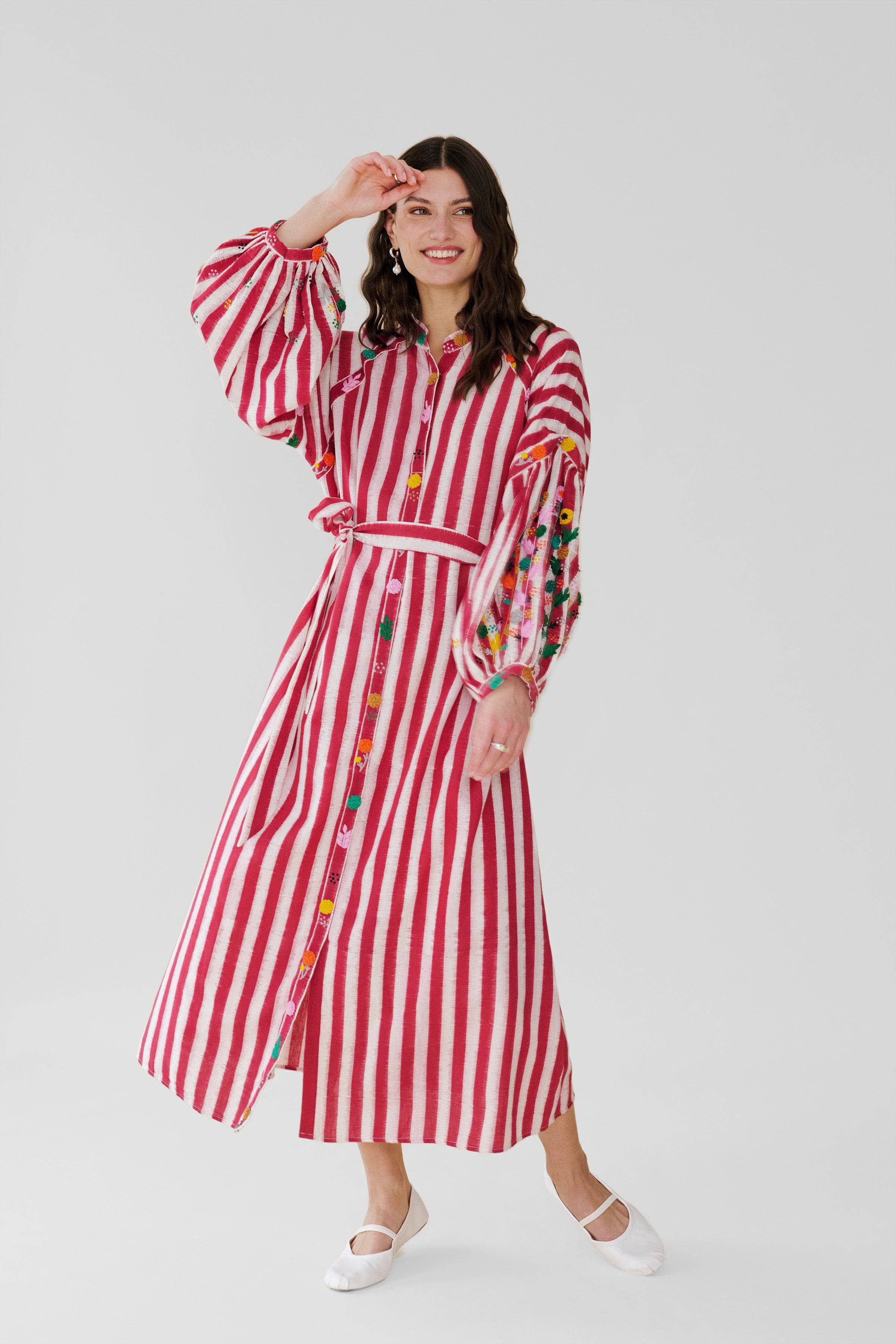 Buy Now Rambagh Embroidered Red Dress | Guadalupe Design